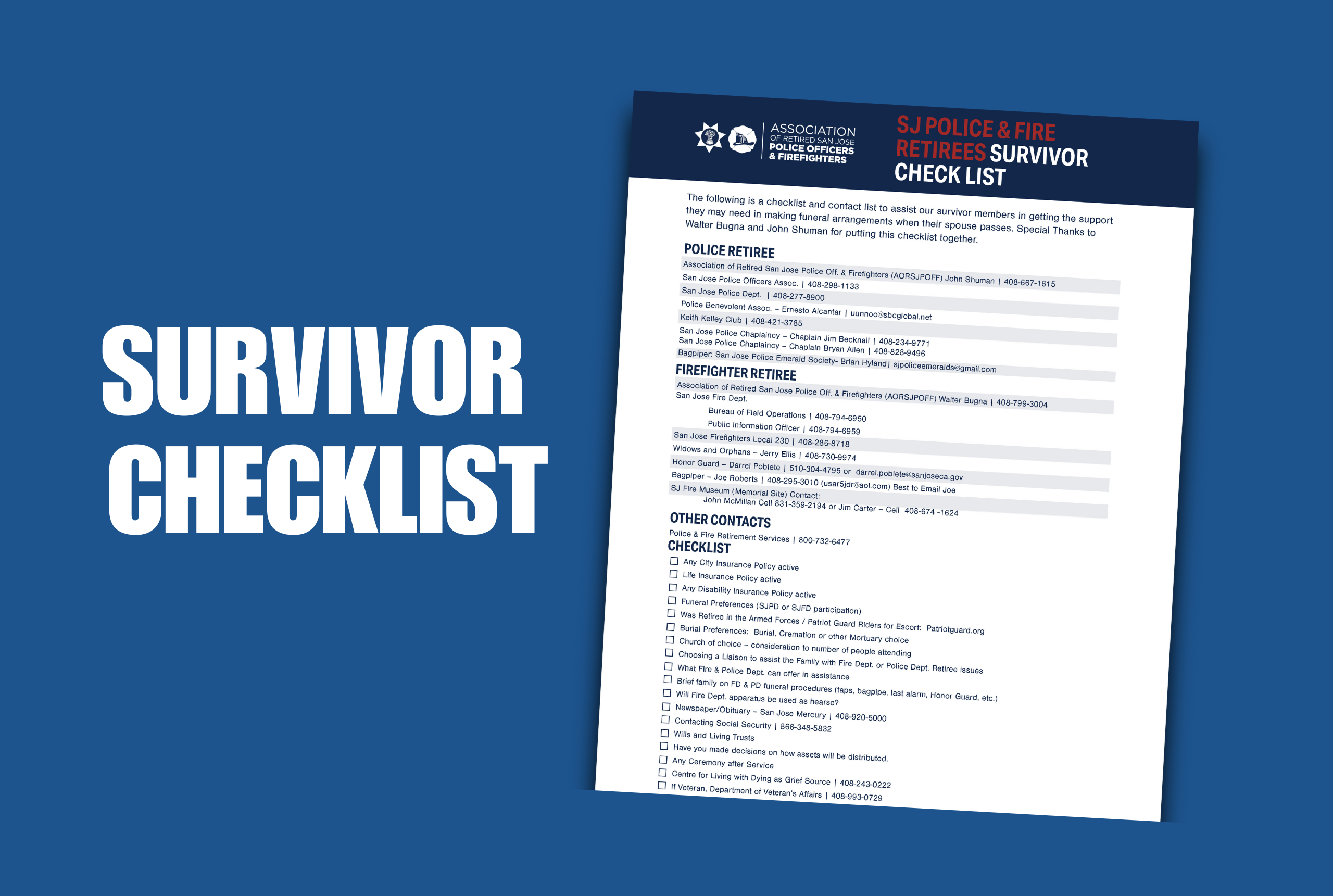 Survivor’s Checklist – Association of Retired San Jose Officers and ...